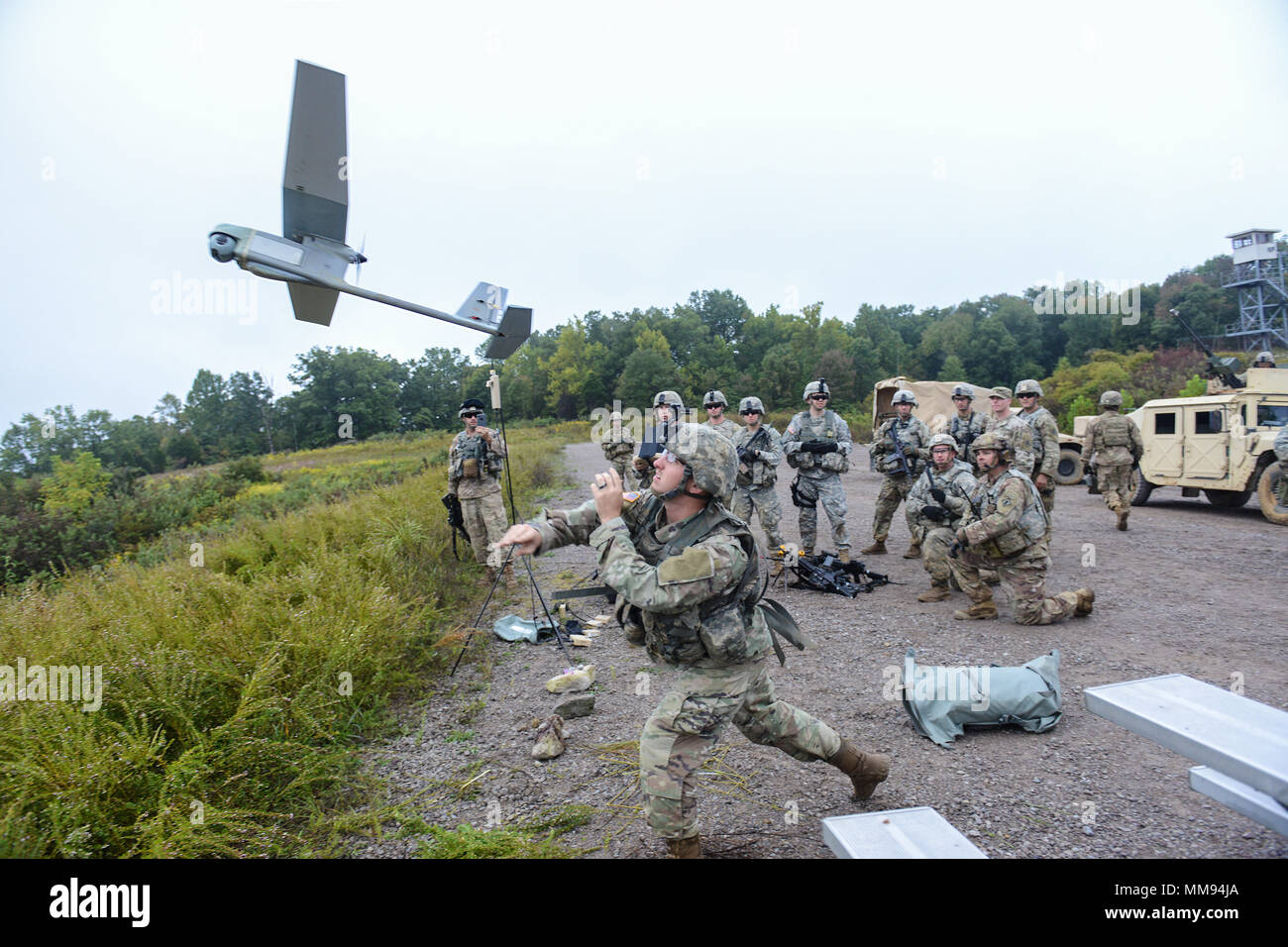 Members of the 19th Engineers Battalion assemble and launch a drone ...