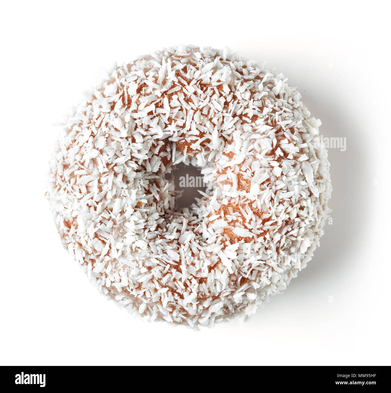 Donut with coconut flakes isolated on white background, top view Stock ...