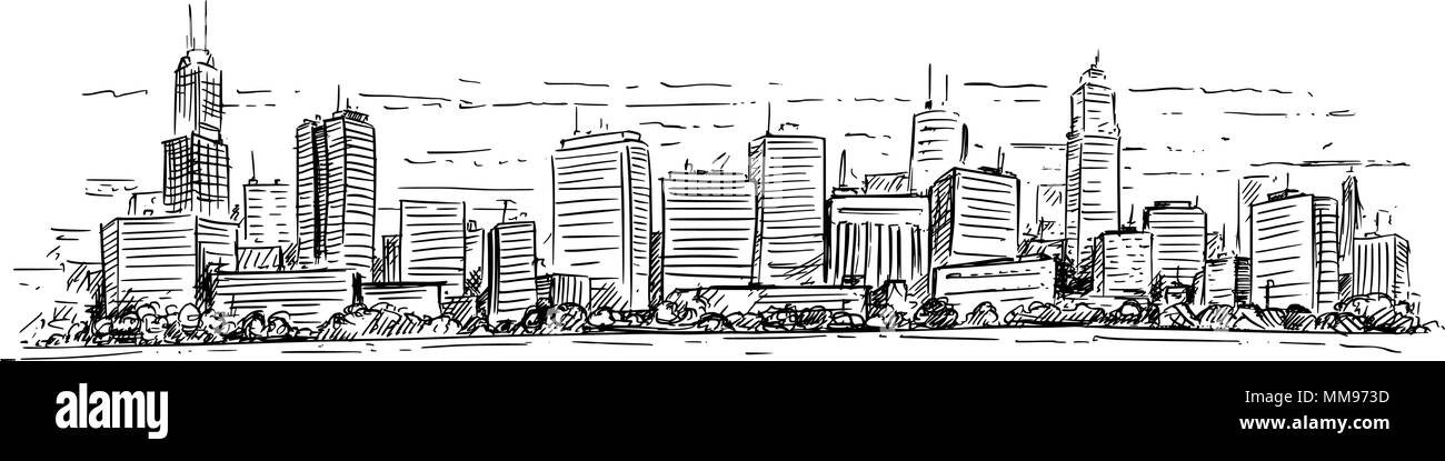 Vector Artistic Drawing Illustration of Generic City High Rise ...