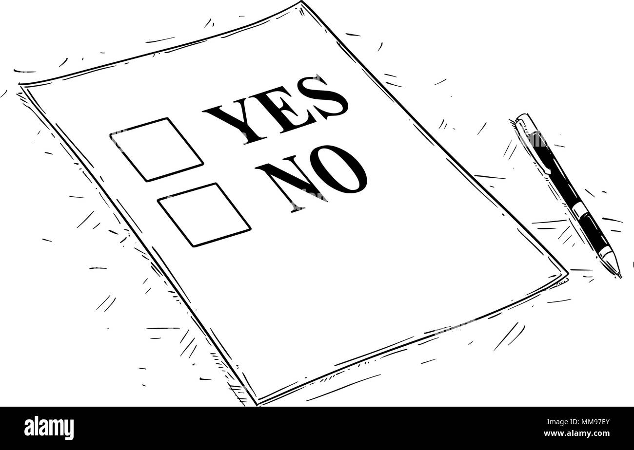 Vector Artistic Drawing Illustration of Yes and No Questionnaire Form ...
