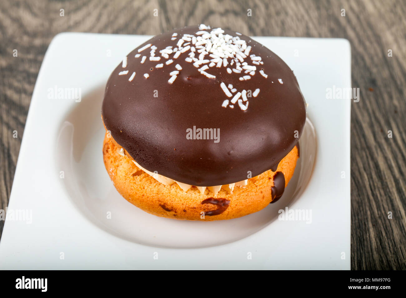 Bouchee cake with chocolate Stock Photo - Alamy