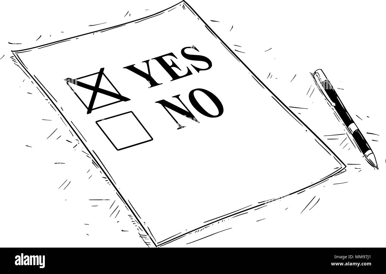 Vector Artistic Drawing Illustration of Yes and No Questionnaire Form ...