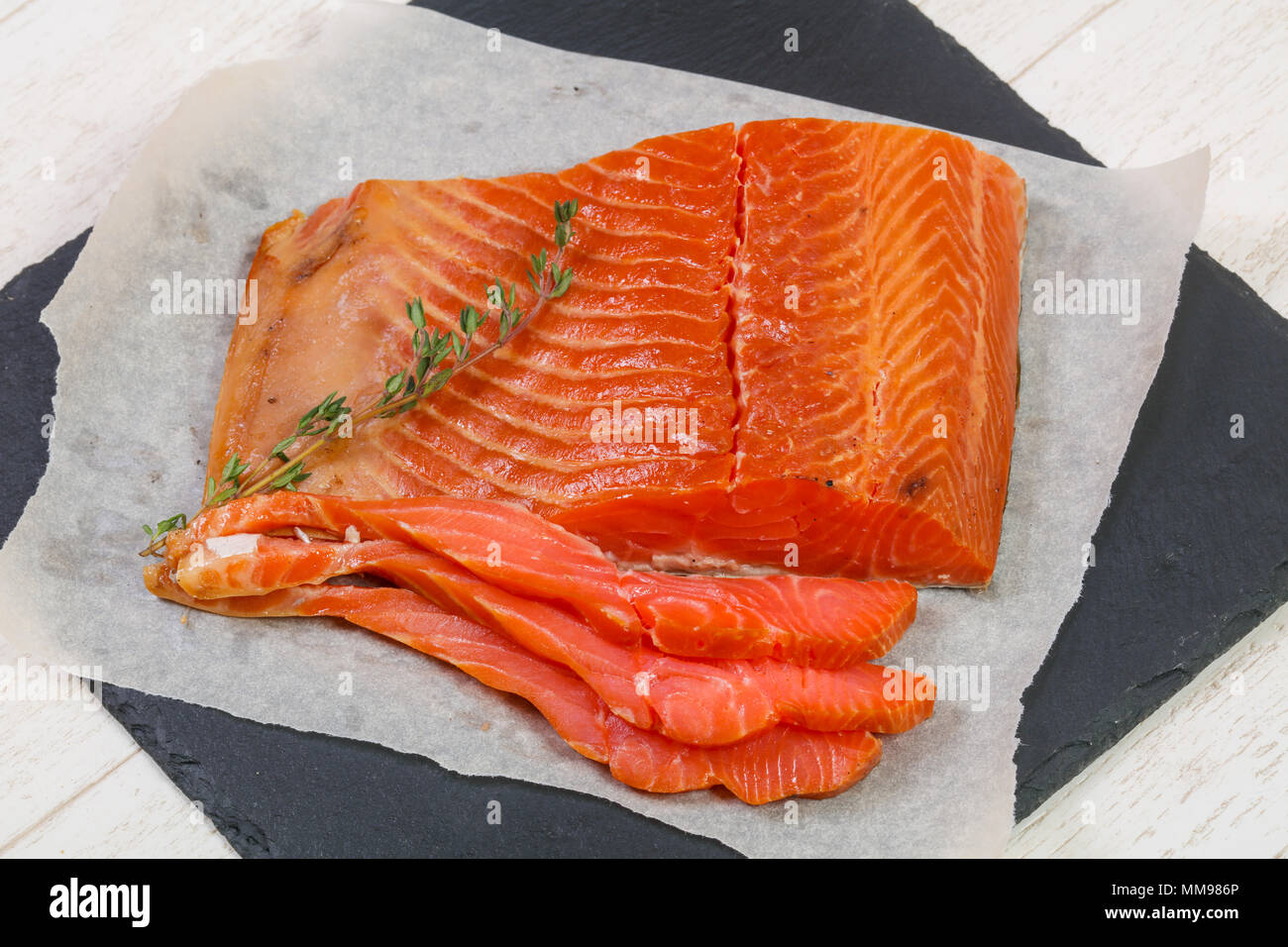 Raw trout fillet with salt and spices Stock Photo - Alamy