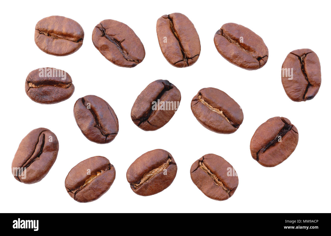 Close up fresh roasted coffee beans isolated on white background Stock ...