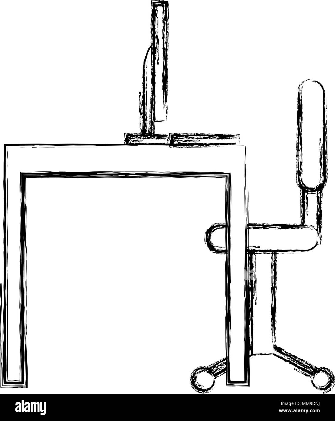 office workplace with computer scene icons Stock Vector Image & Art - Alamy