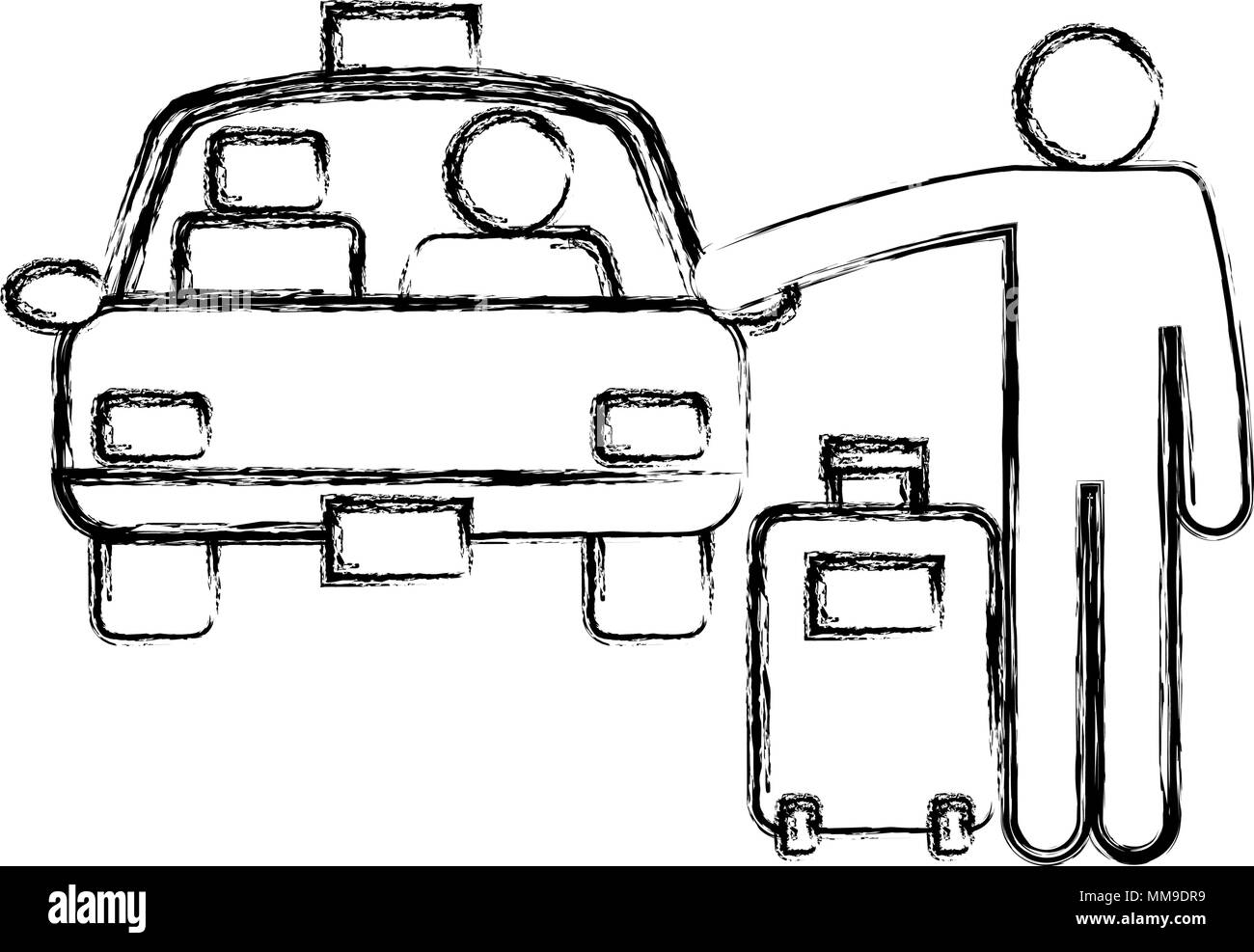 Car stopping stop sign Stock Vector Images - Alamy