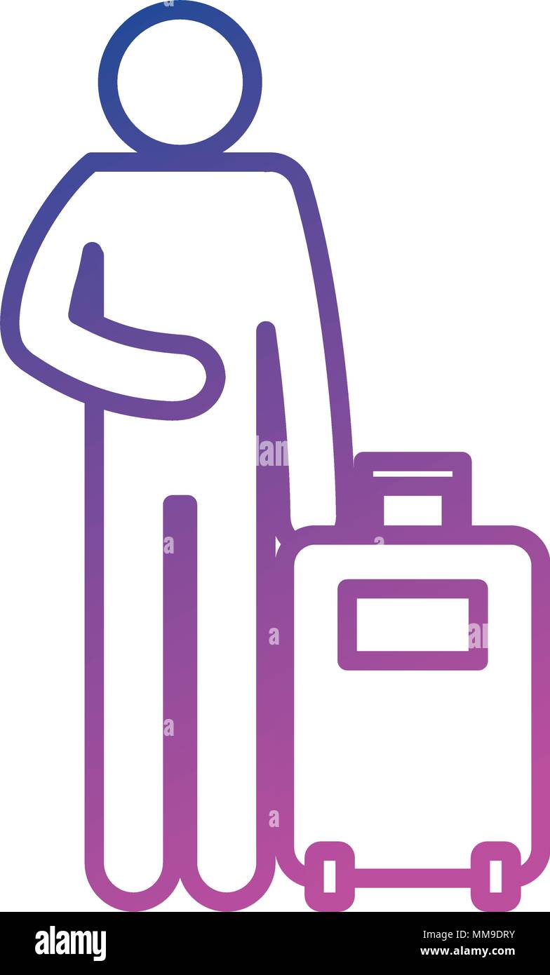 figure human traveler with suitcase silhouette avatar Stock Vector ...