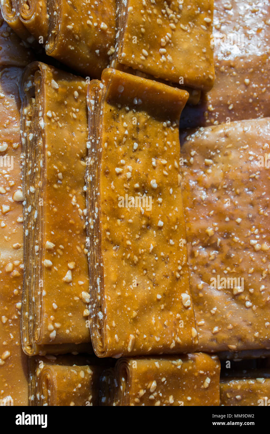 Turkish style fruit dried pulp as snack food Stock Photo - Alamy