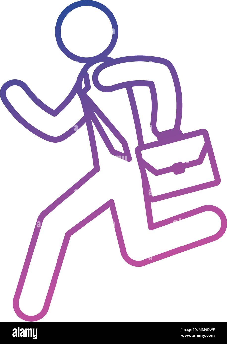 figure human running with portfolio silhouette avatar Stock Vector ...