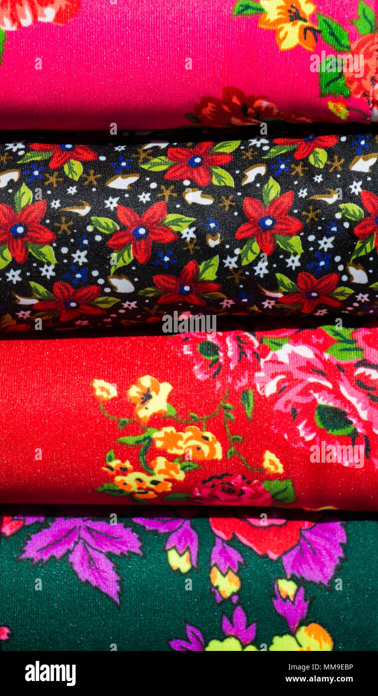 Examples of colorful fabric of various color and type Stock Photo - Alamy