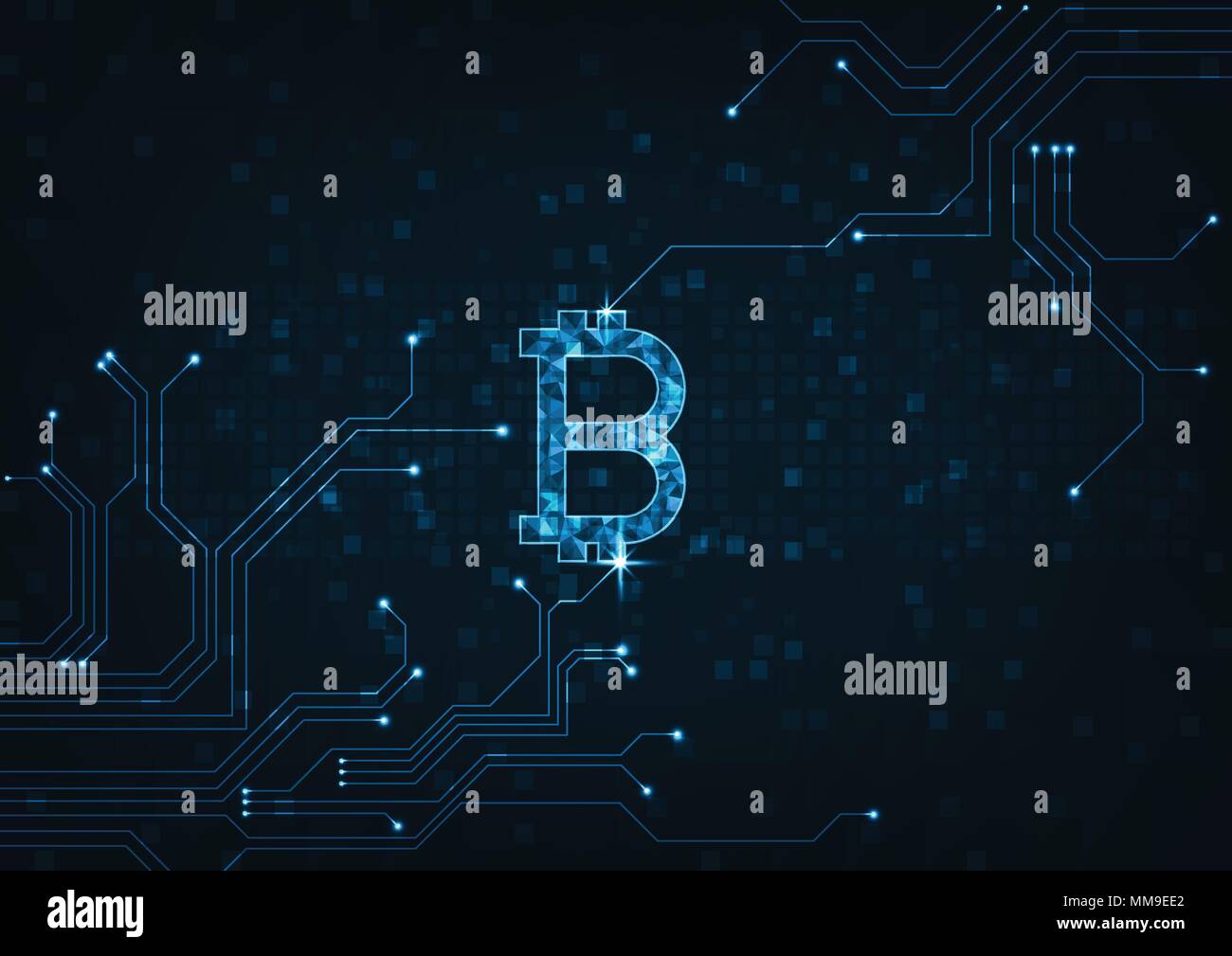 Abstract blue digital network glowing Stock Vector Images - Alamy