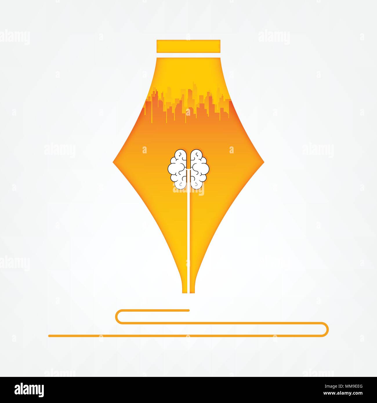 Brain in pen. creative idea concept , vector art and illustration Stock ...