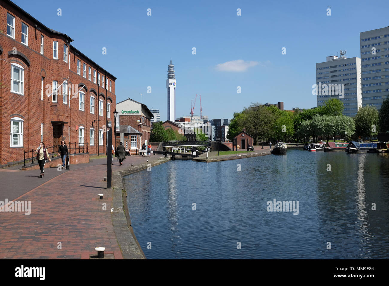 The canal network in the centre of Birmingham,England Stock Photo - Alamy