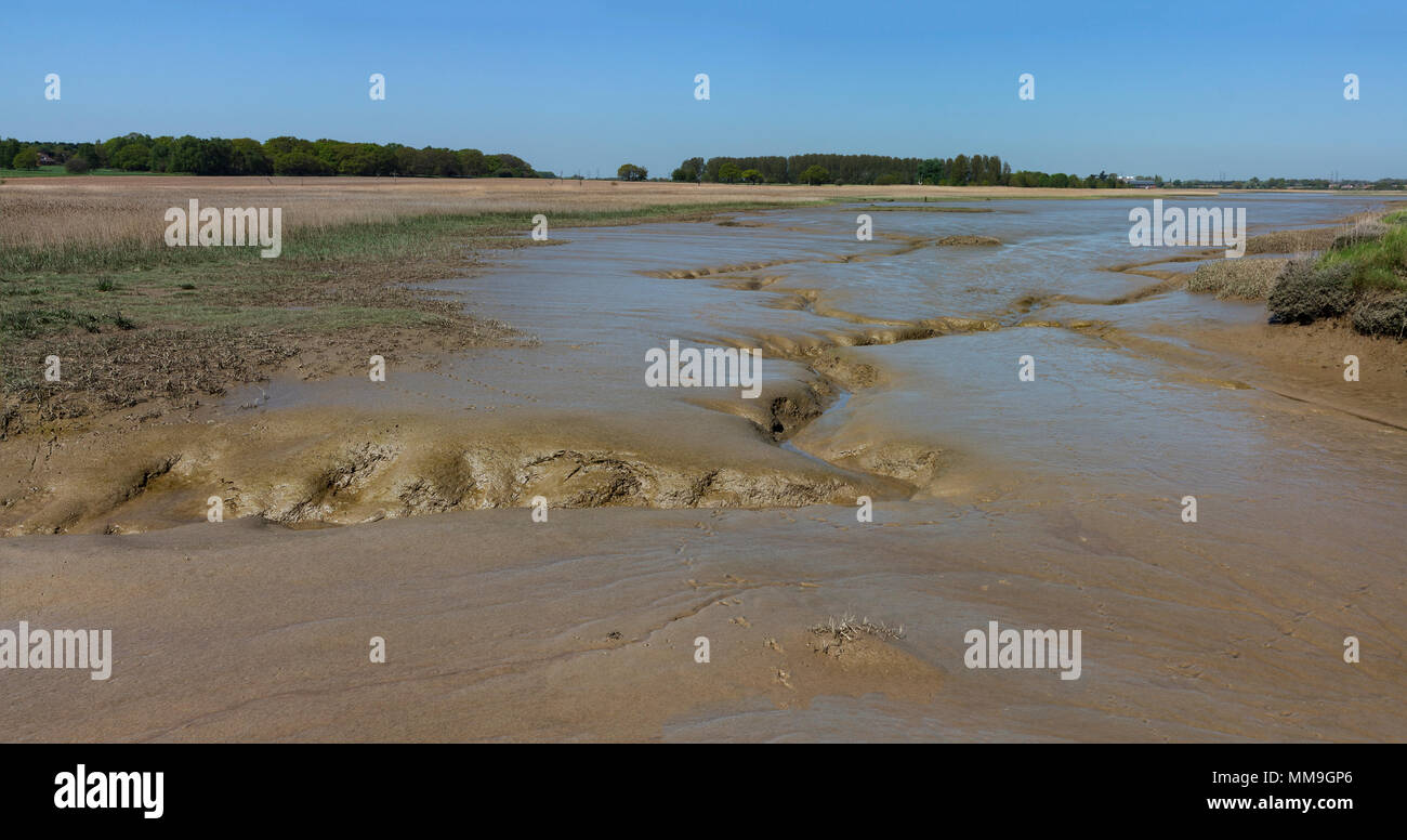 Panorama across Iken marshes and river Alde, Suffolk, England Stock ...