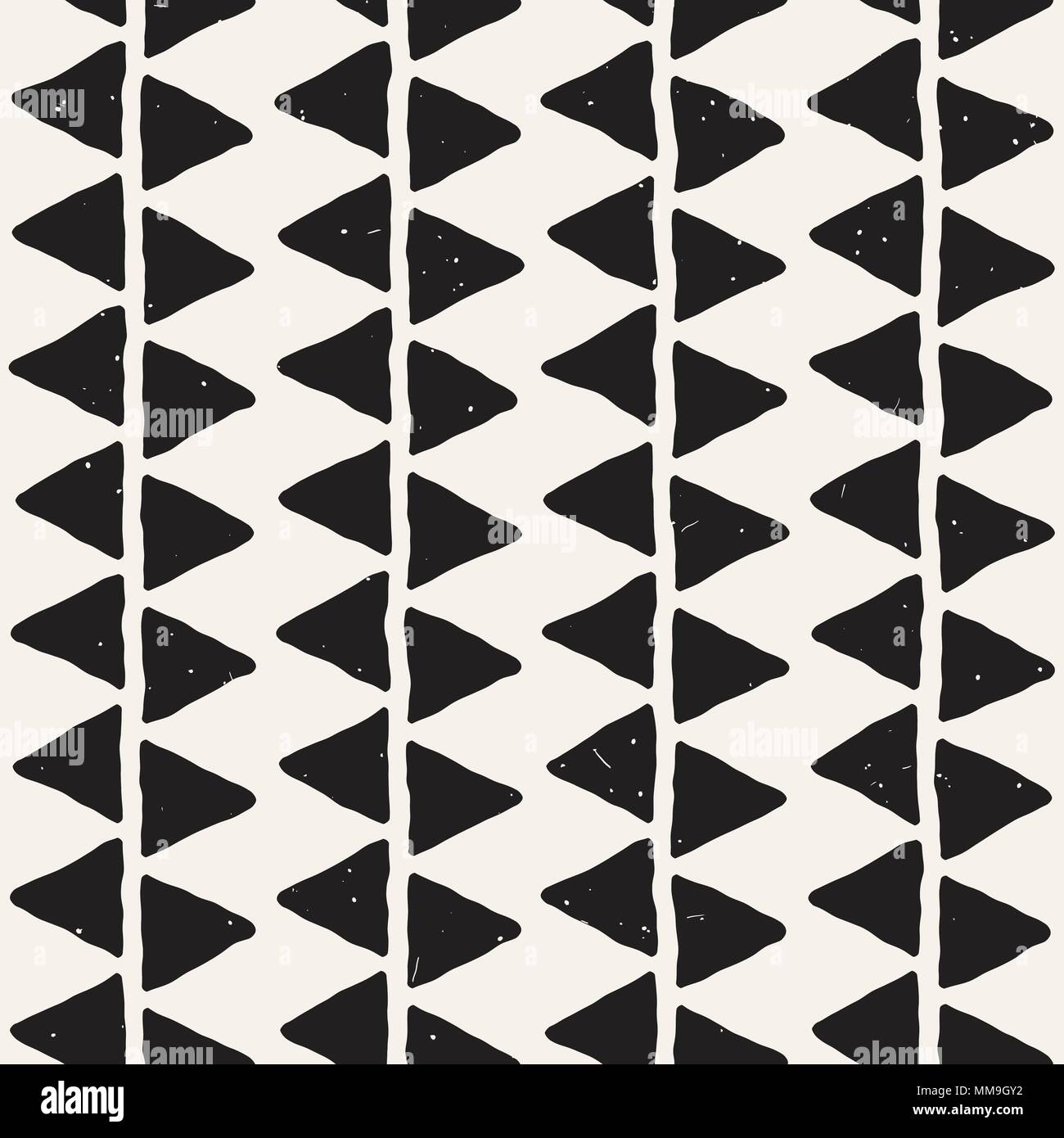 Hand drawn style abstract seamless pattern in black and white. Retro ...
