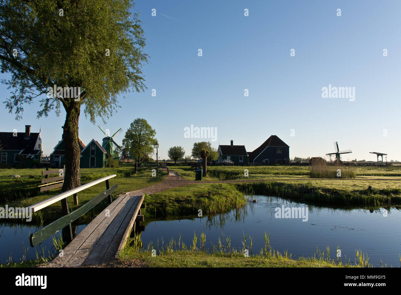 Landscape windmill sunrise river hi-res stock photography and images ...
