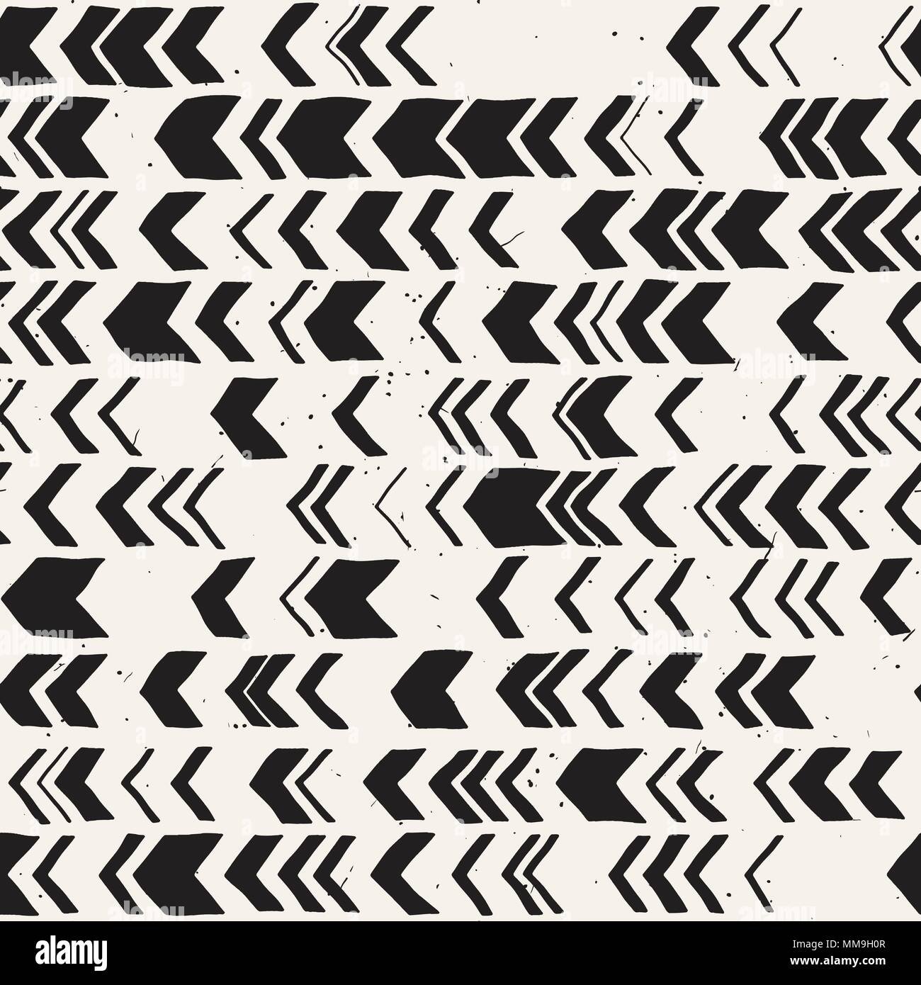 Seamless hand drawn style chevron pattern in black and white. Abstract ...