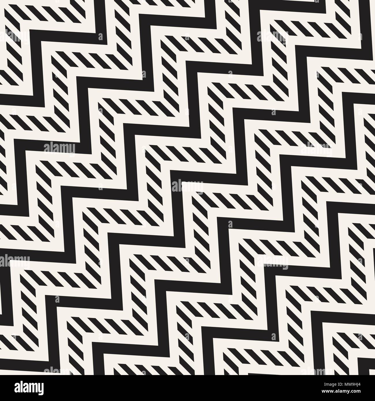 Vector seamless zigzag line pattern. Abstract stylish geometric background. Repeating monochrome ...