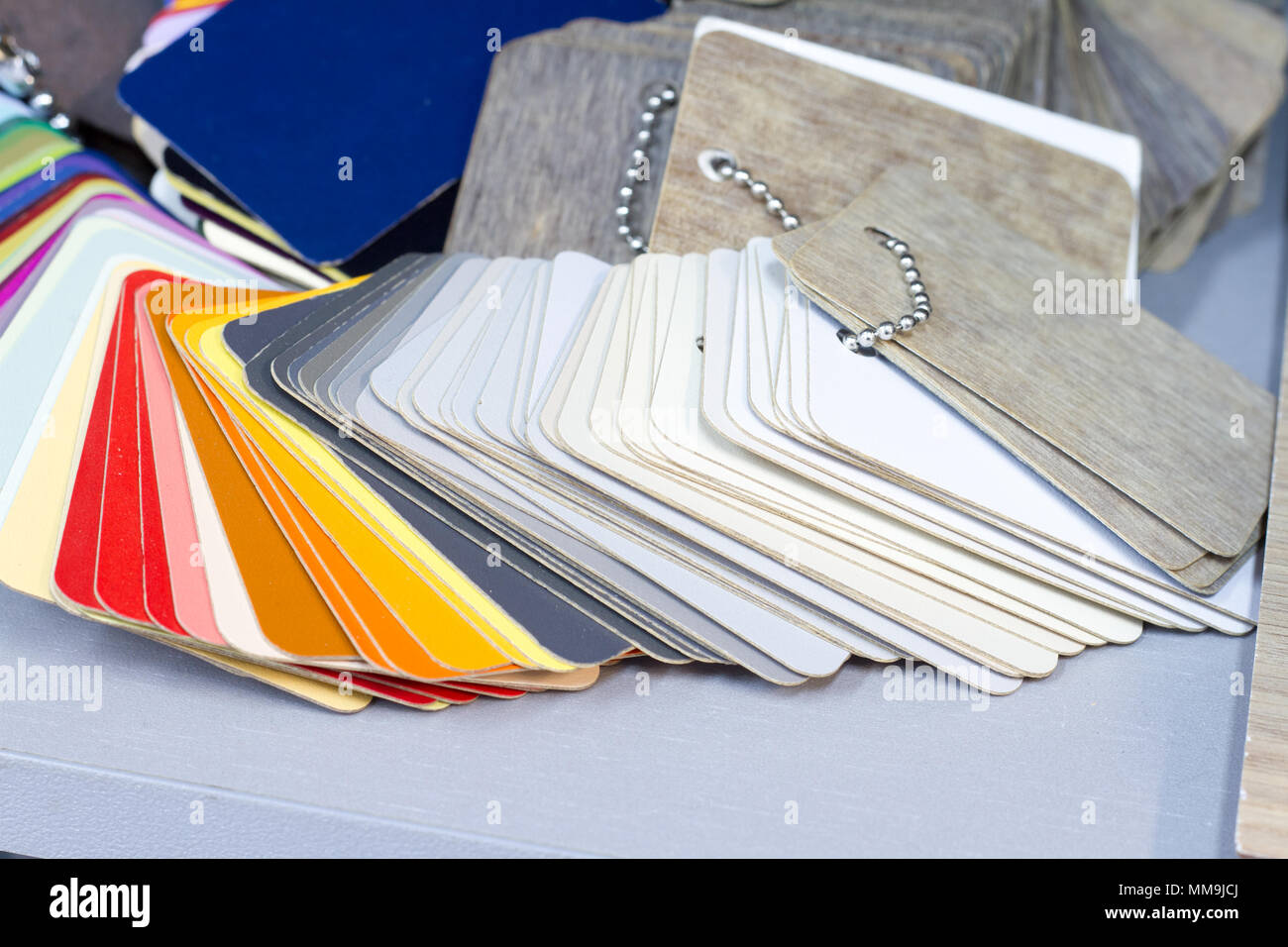 Multicolored plastic samples for manufacturing and ordering furniture ...