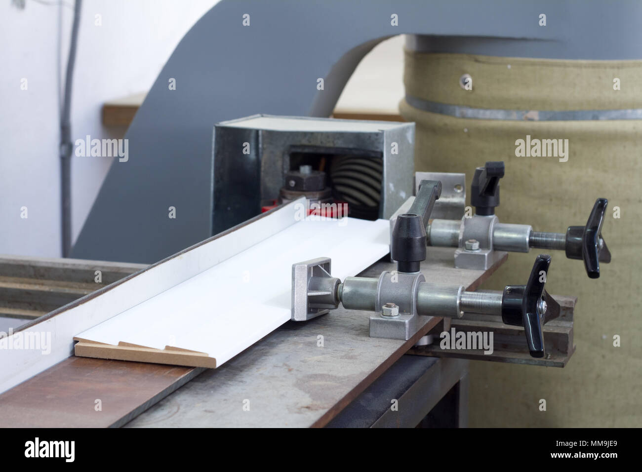 Press bonding. metal glue press for wood frame on fixed table Stock ...