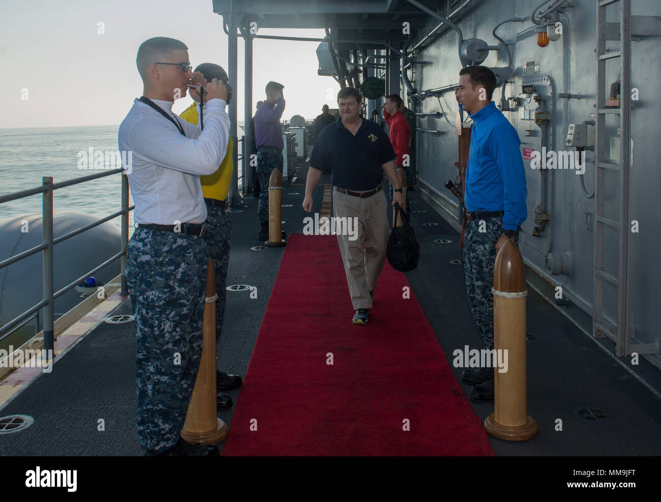 ATLANTIC OCEAN (Sept. 19, 2017) Capt. James R. Midkiff is piped ashore ...