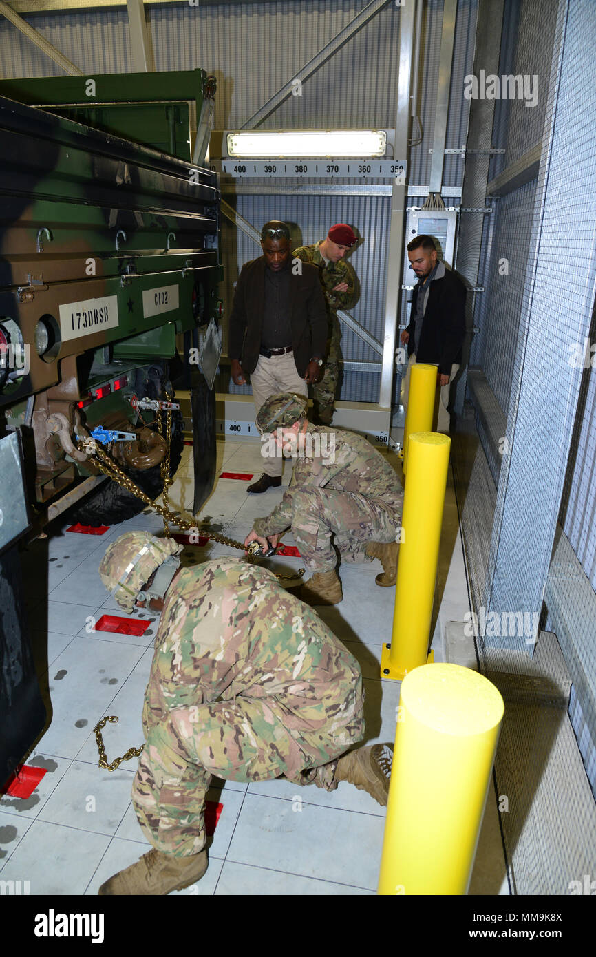 A M1078 LMTV light utility truck is loaded into a C-17 Aircraft Static ...