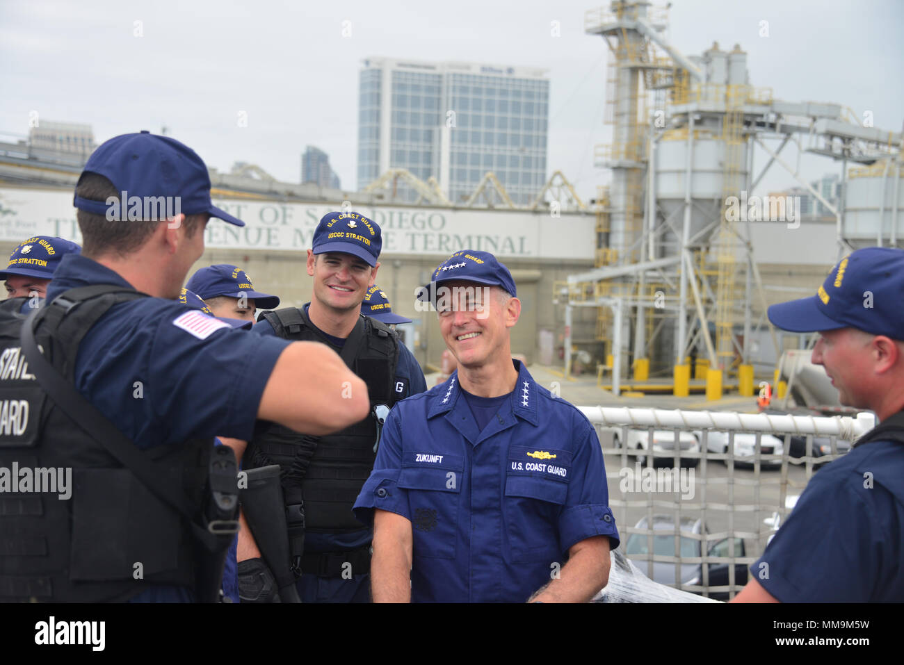 Adm. Paul Zukunft meets with crew members aboard the Coast Guard Cutter ...