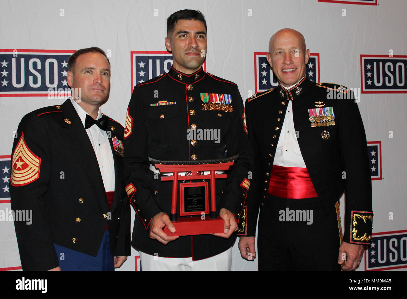 U.S. Marine Corps Sgt. Maj. Christopher J. Garza, left, sergeant major ...