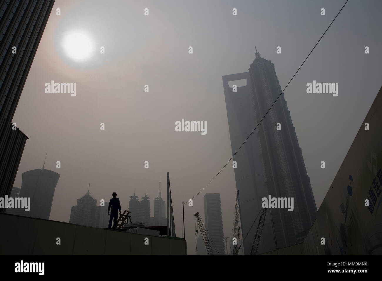 pollution, contaminated, polluted air, Under construction, Pudong. in ...