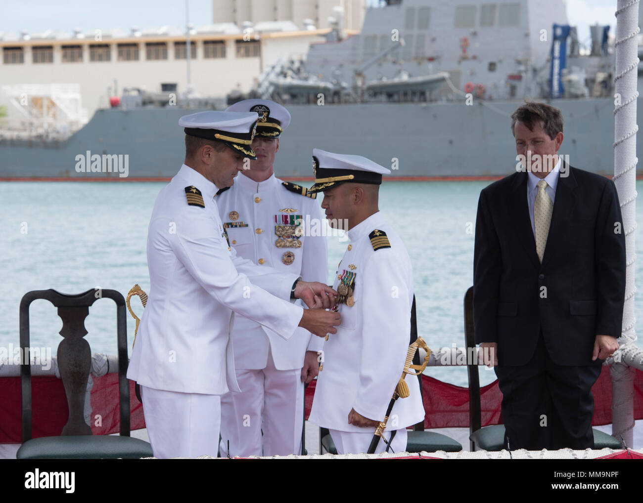 170921-N-KV911-0094 PEARL HARBOR (Sept. 21, 2017) Capt. Albert Alarcon, commanding officer of ...