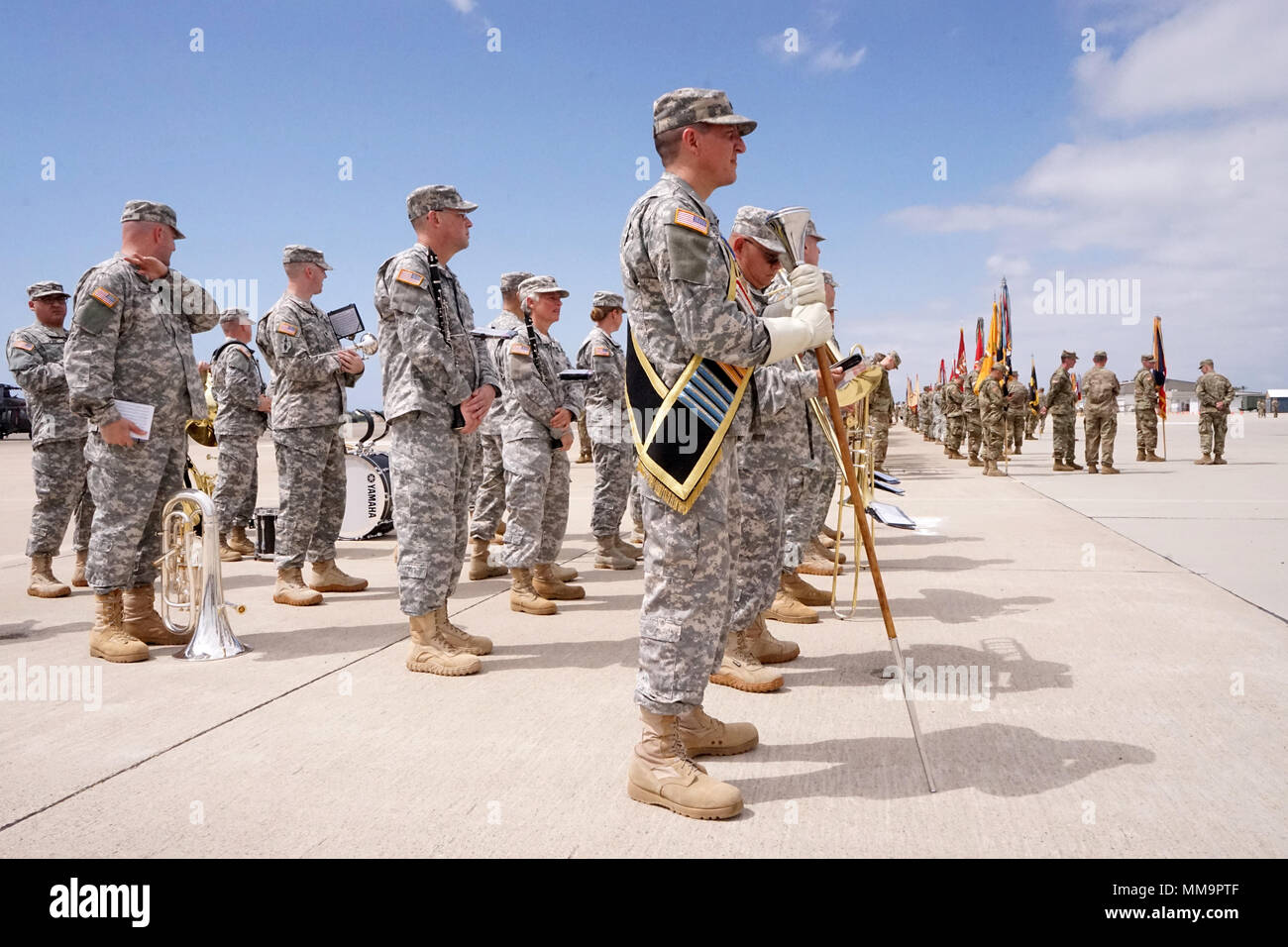The 40th Infantry Division Band stands ready for the beginning of a ...
