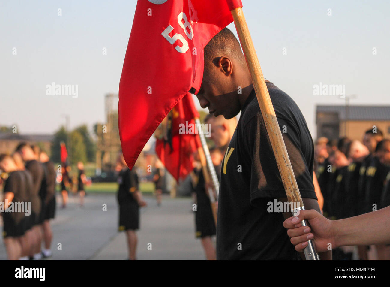 Capt. Davon Estelle, commander of 584th Transportation Company, 129th ...
