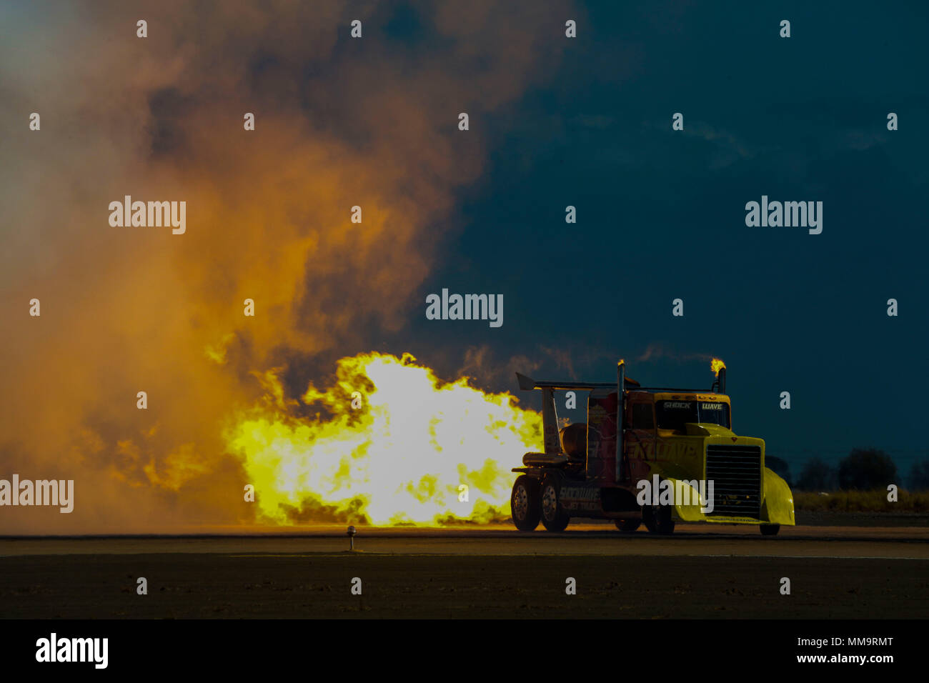The Shockwave Jet Truck crosses the flight line during the 2017 Marine ...