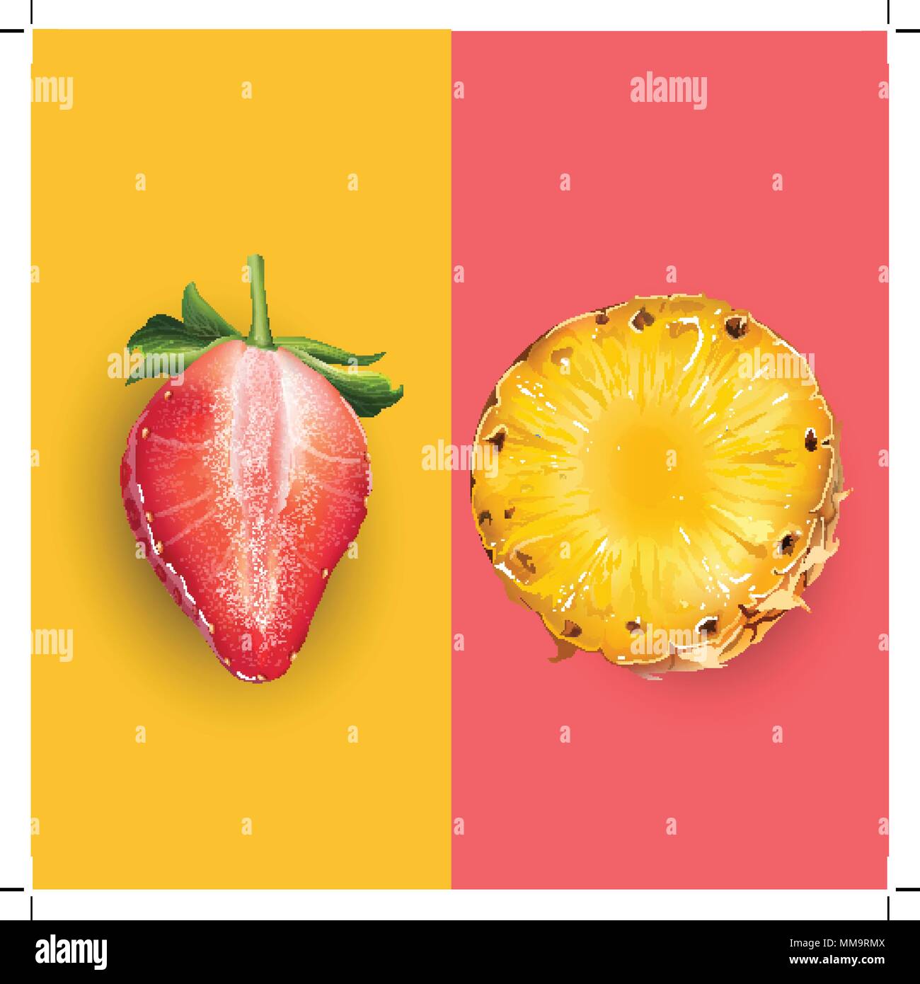 Pineapple and strawberry. Vector illustration Stock Vector Image & Art ...