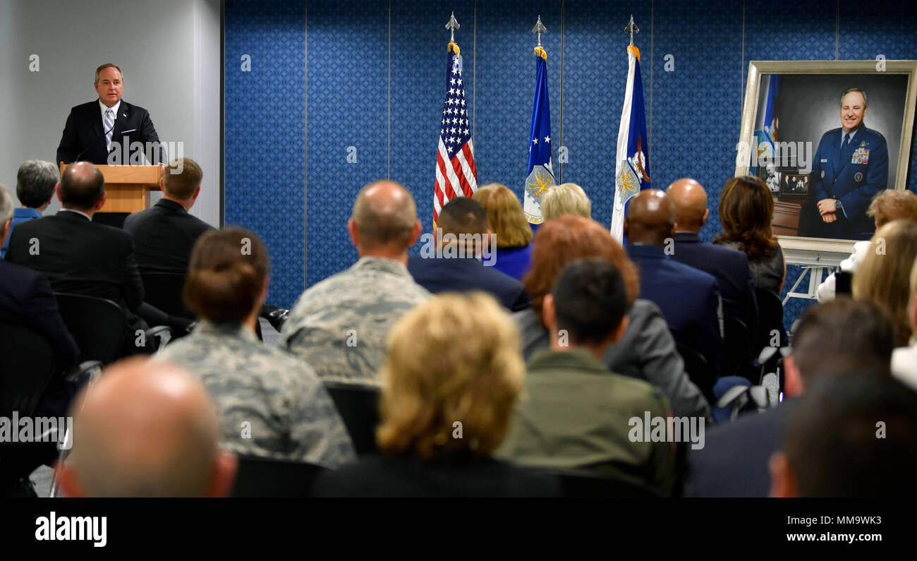 Retired Gen. Mark A. Welsh III the former chief of staff of the Air Force, gives his remarks ...