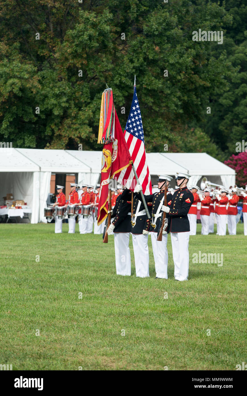 U.S. Marine Corps Color Guard presents colors during the 35th annual ...