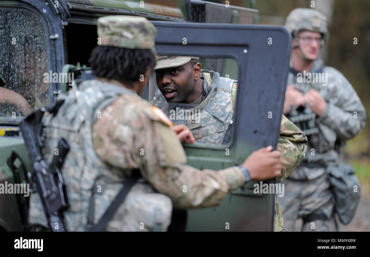 Army Pfc. Randy Zakayo, assigned to the 109th Transportation Company ...
