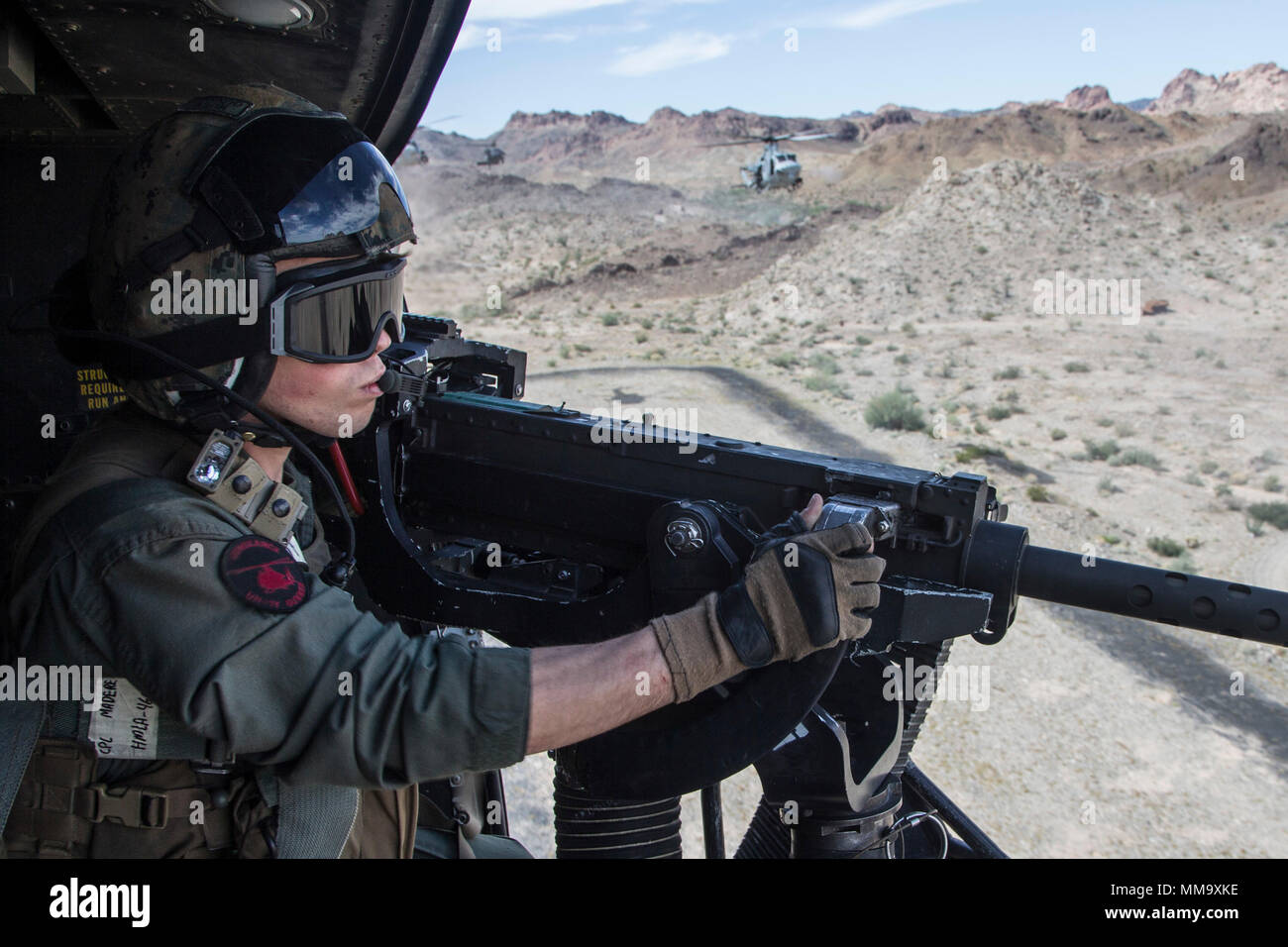 U.S. Marine Corps Cpl. Christopher Madere, crew chief, with Marine ...