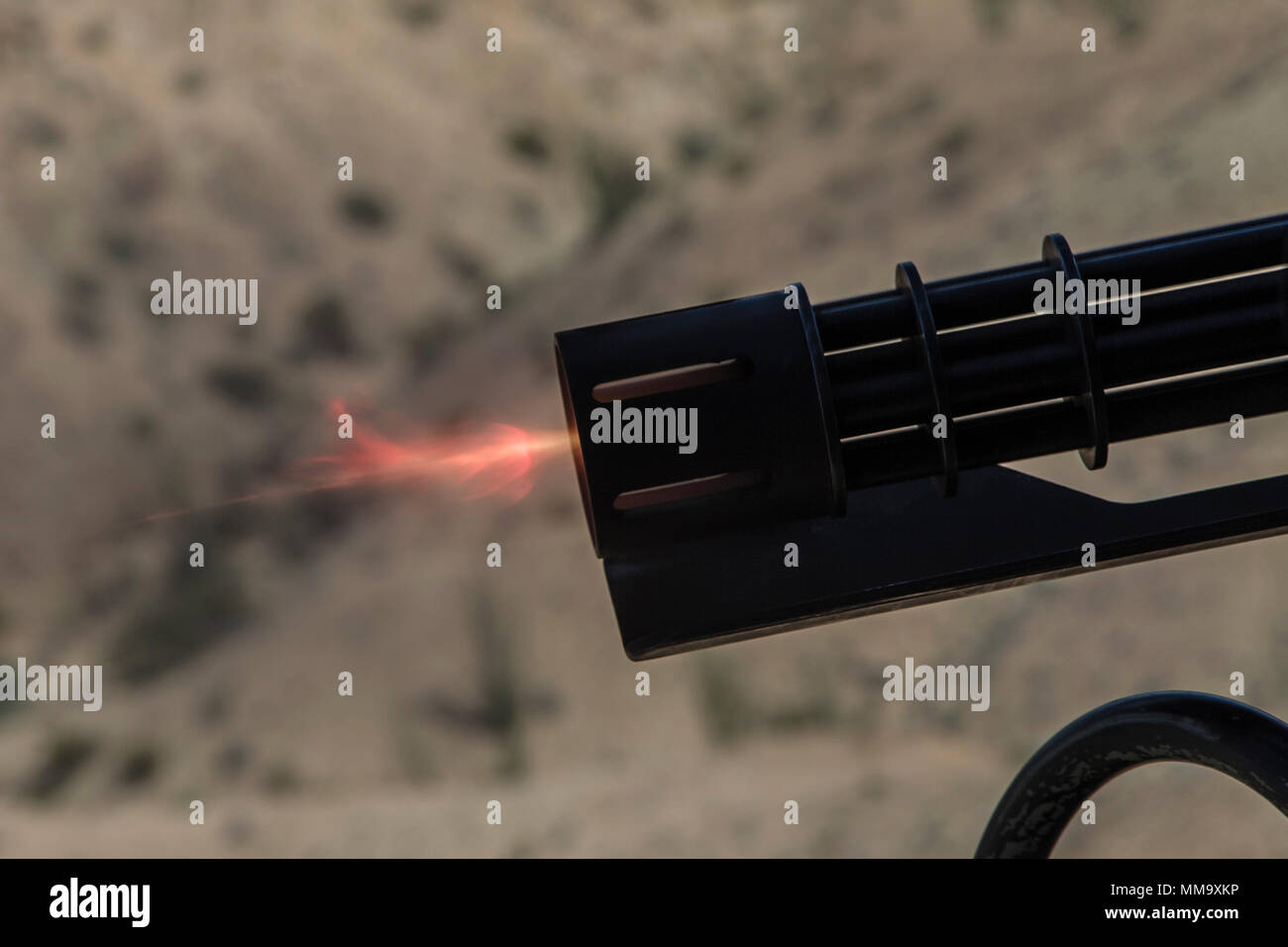 A Gun Automatic Unit (GAU) -17 is fired during an aerial gunnery ...