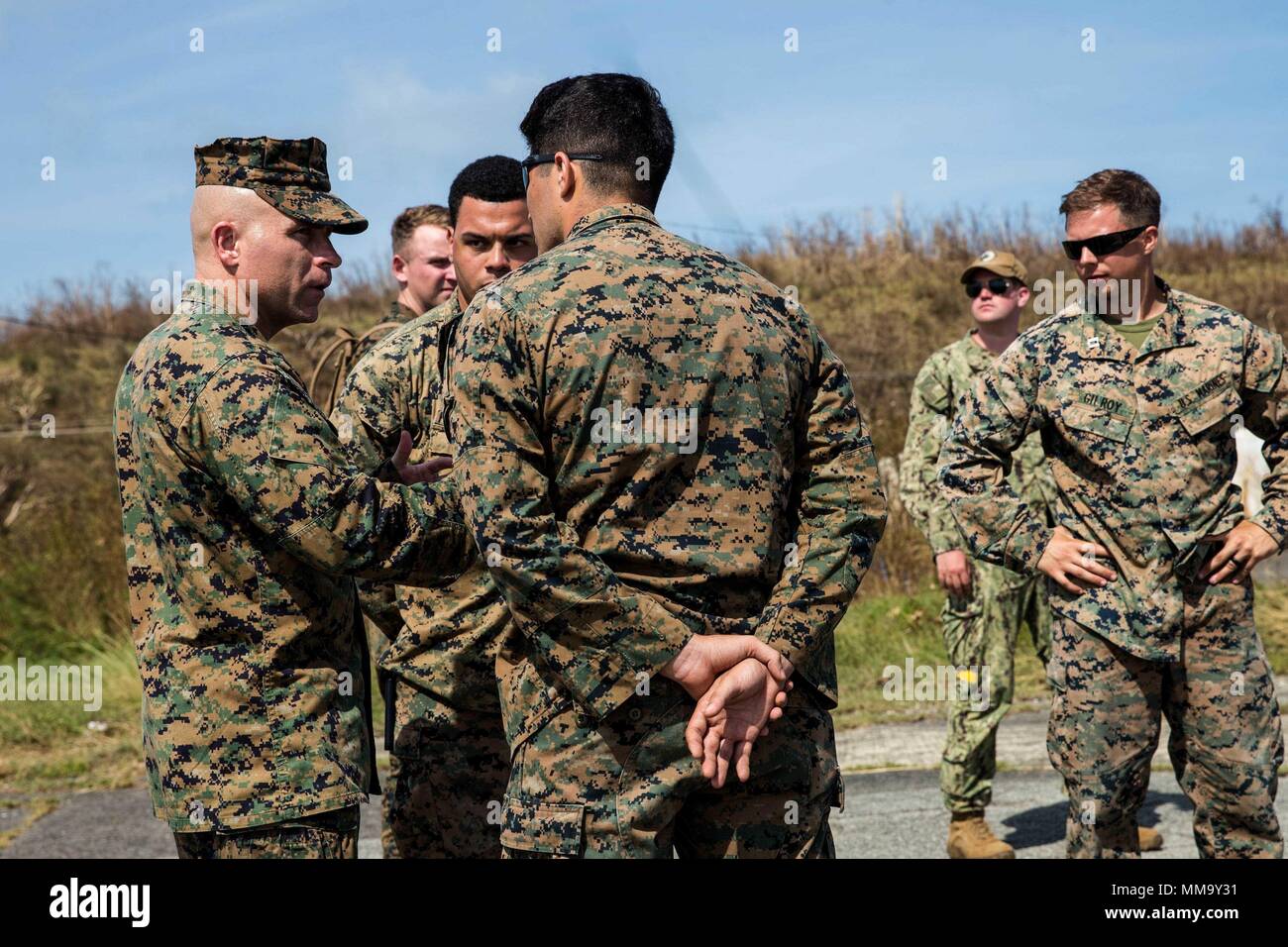 U.S. Marine Corps Col. Farrell J. Sullivan, left, commanding officer of ...