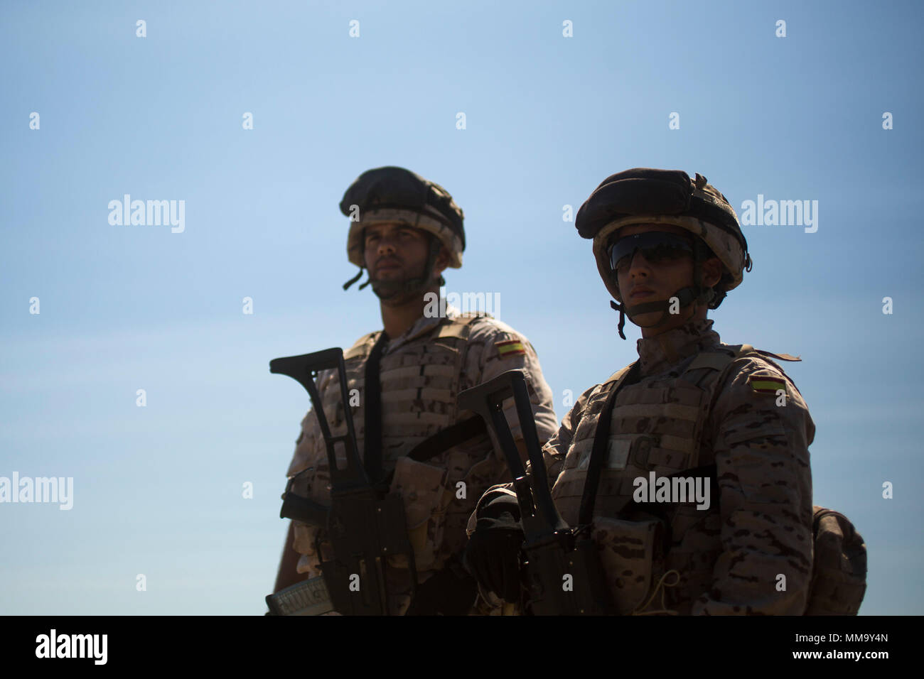 Spanish Marines pose for a photograph during exercise Lisa Azul, a ...