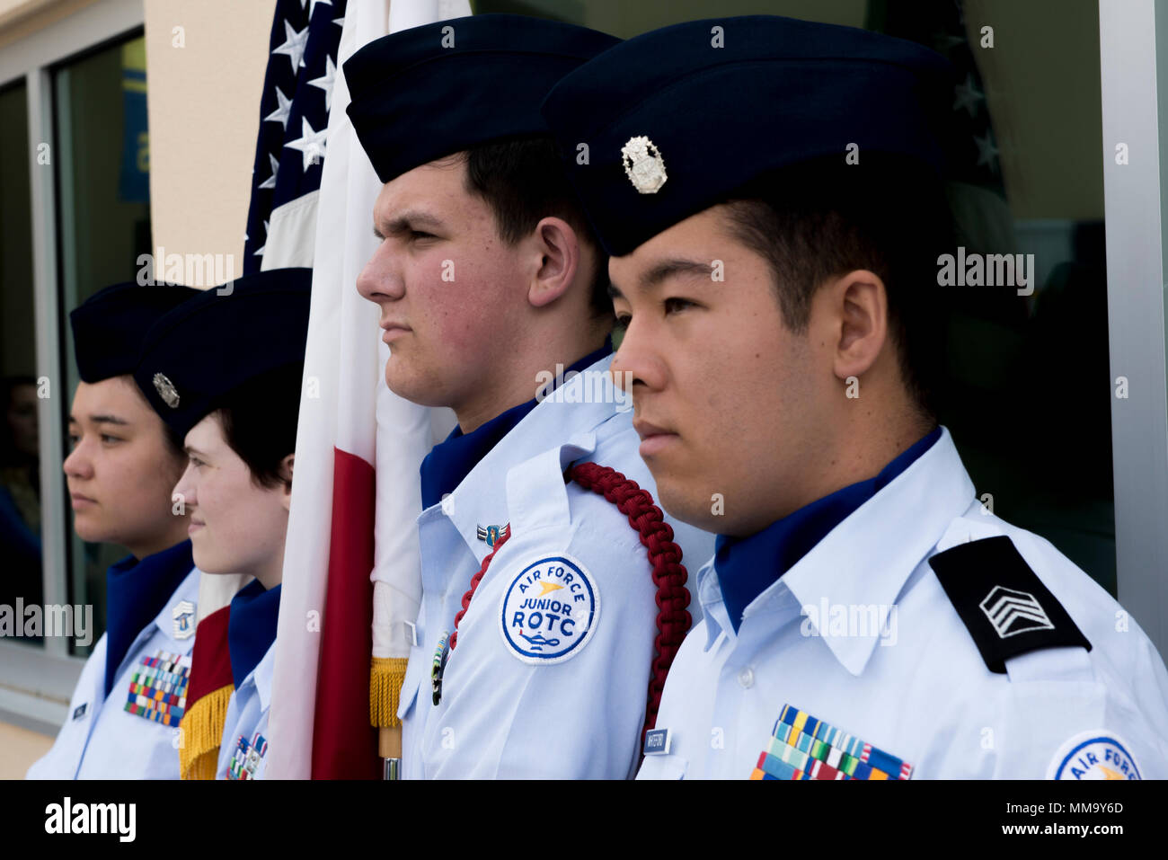 Yokota High School Junior Reserve Officer Training Corps members wait ...