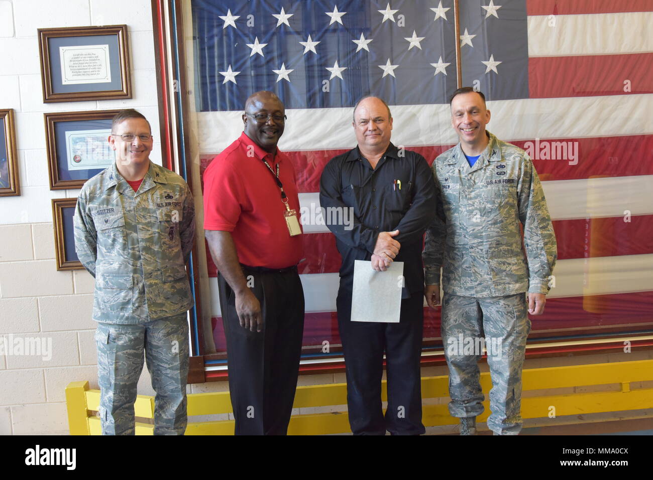 Col Lyle Drew, 78th Air Base Wing commander; Britt Covington, Warner ...