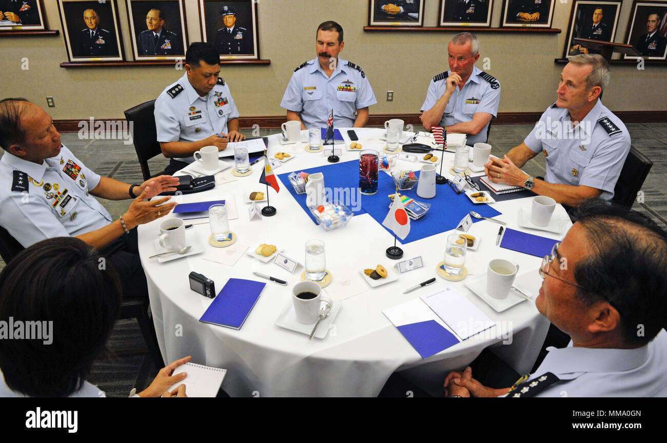The archival image documents senior air force leaders meeting at Joint ...
