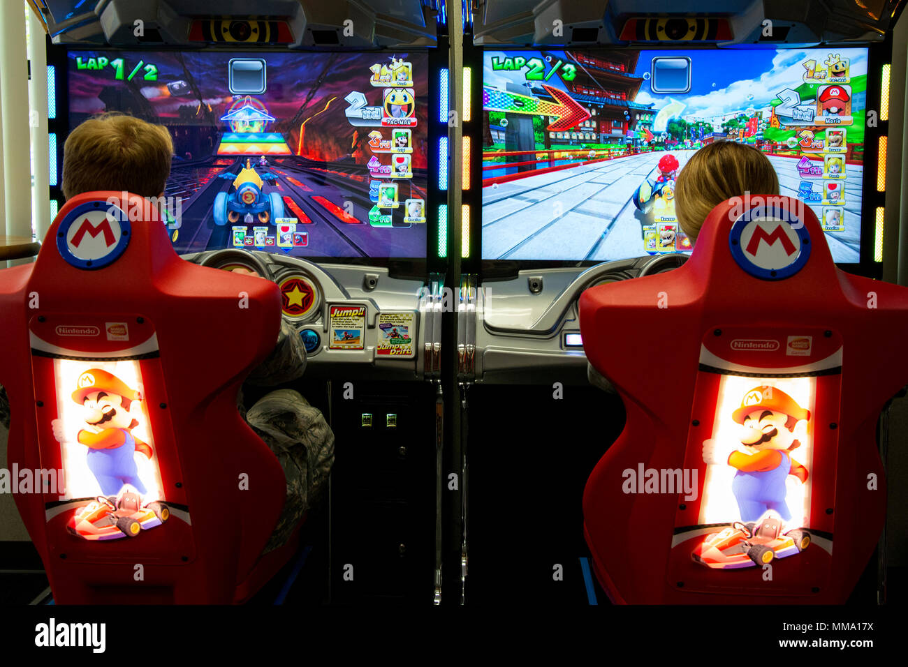 Two Airmen play an arcade game, Sept. 15, 2017, at Moody Air Force Base ...