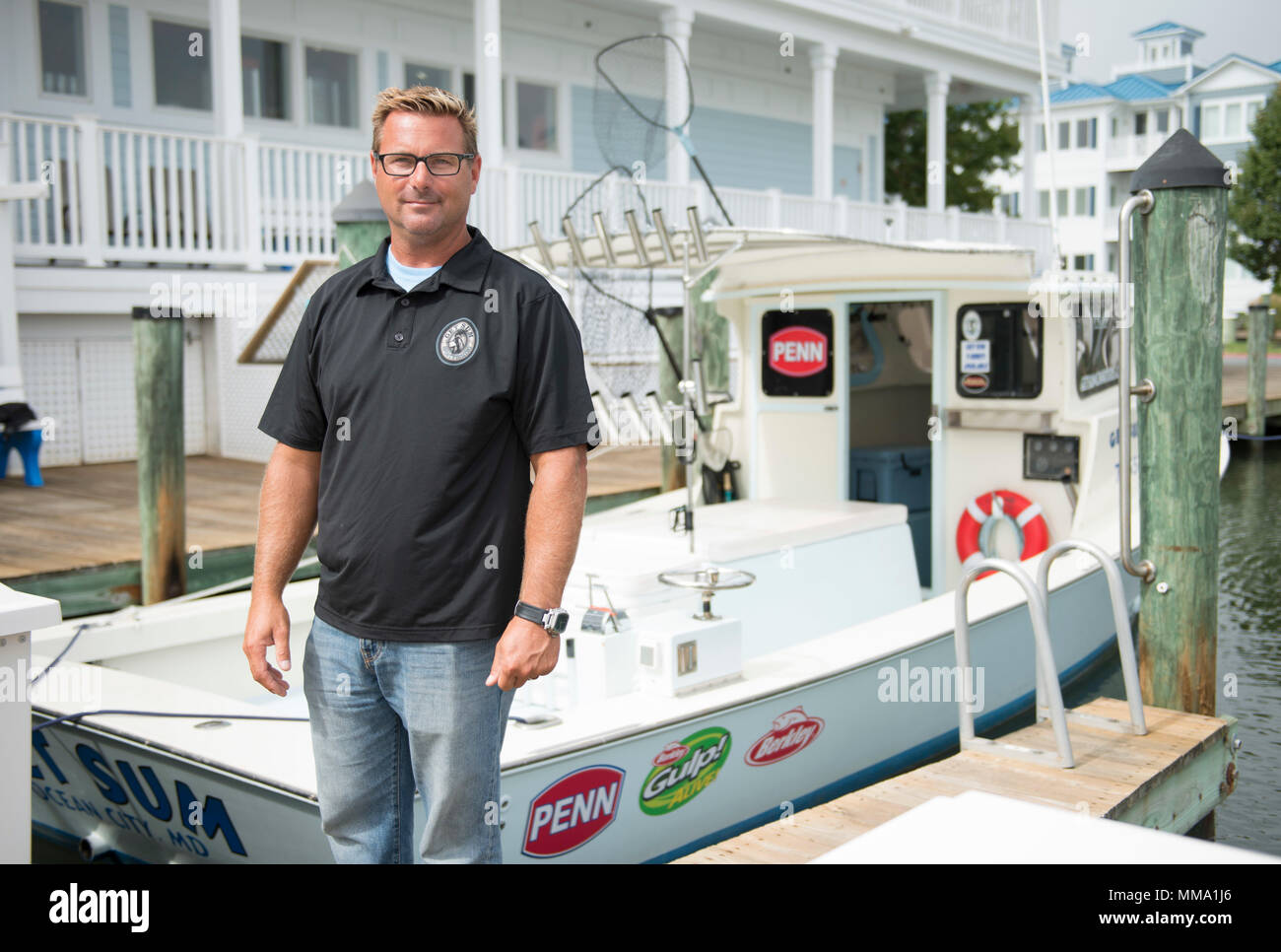 Nick Clemente, a charter captain in Ocean City, Maryland, poses for a ...