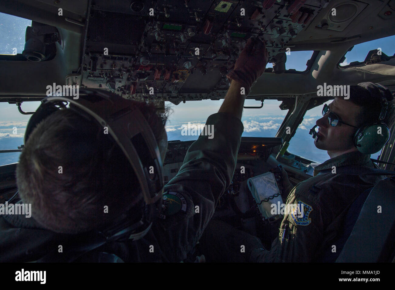 U.S. Air Force pilots on an E-3 Sentry Airborne Warning and Control ...
