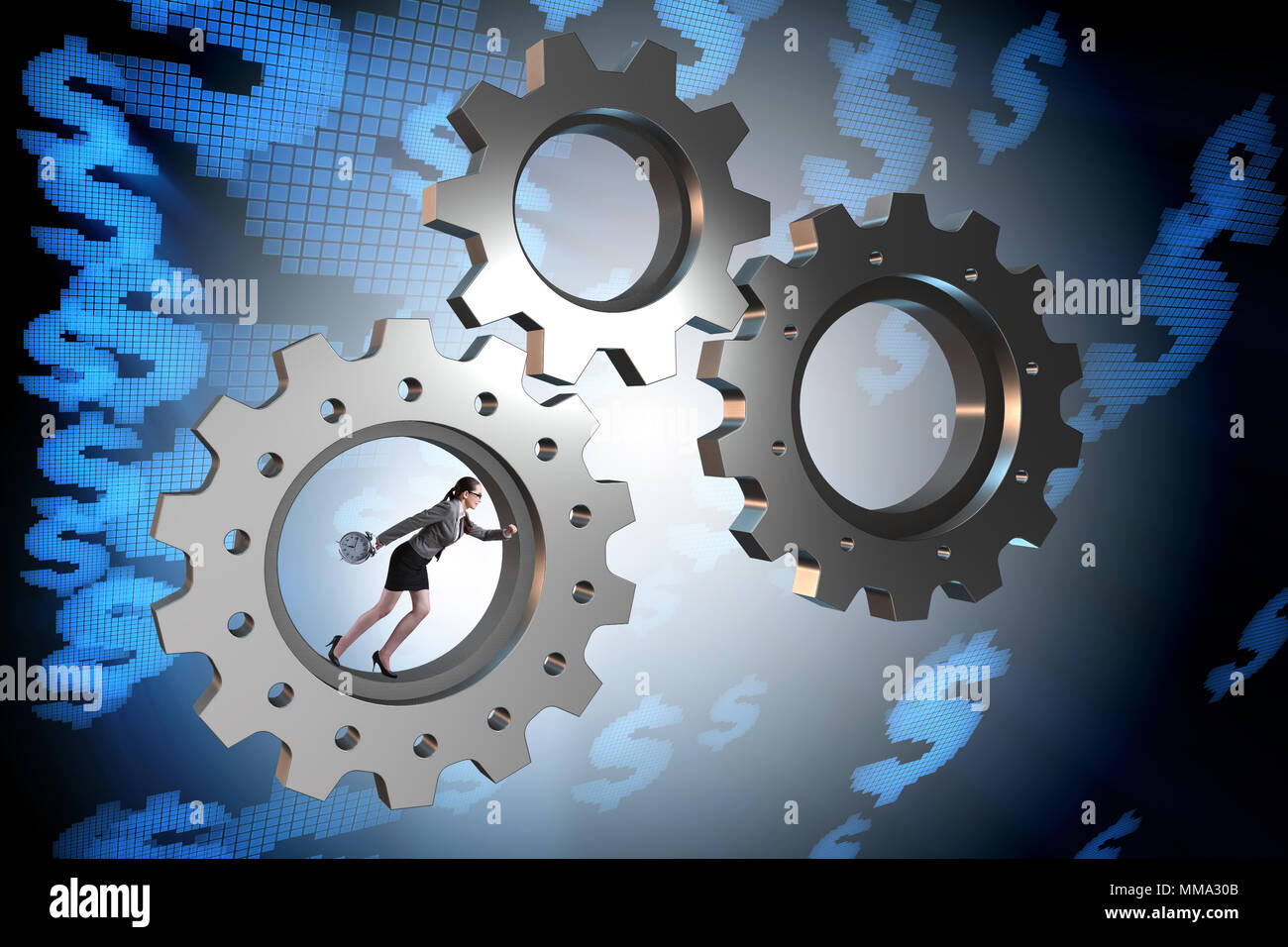 Teamwork concept with cogwheels and business people Stock Photo - Alamy