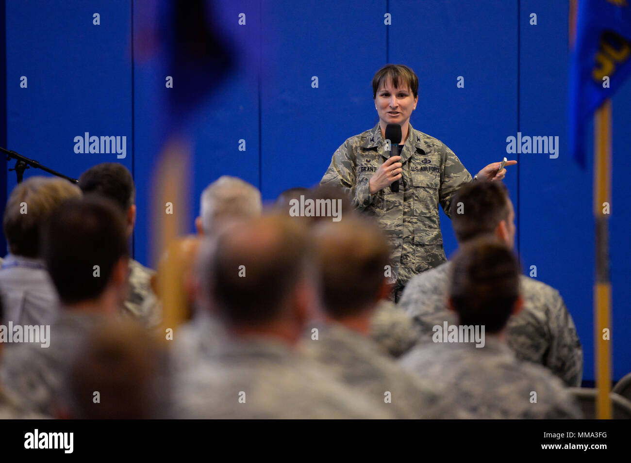 Col. Jennifer Grant, 50th Space Wing commander, explains the wing’s new ...