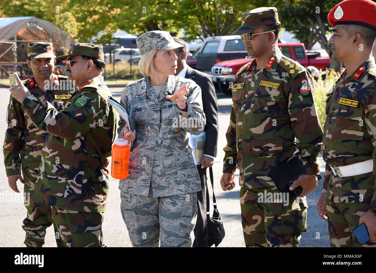 Oregon Air National Guard Lt. Col. Melinda Lepore (center) leads a tour ...